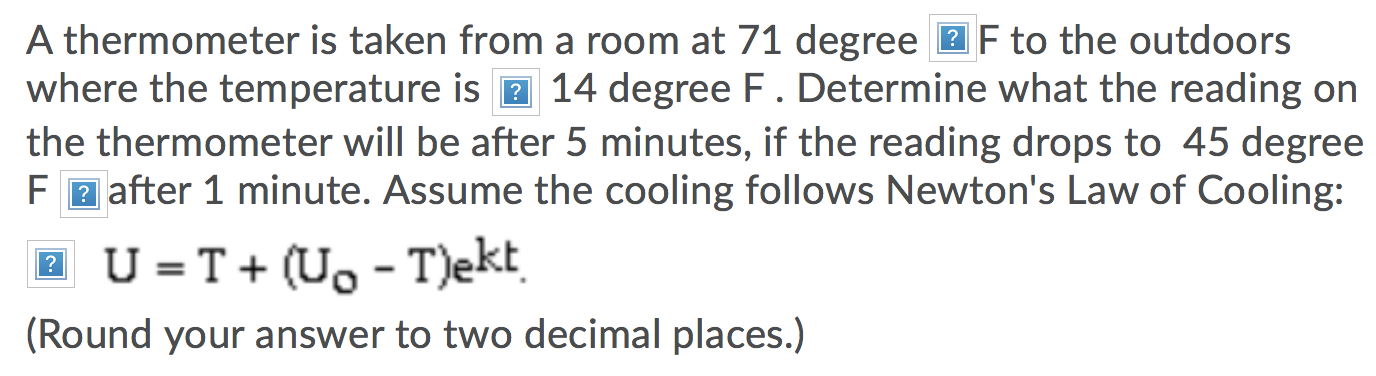 Solved A thermometer is taken from a room at 71 degree 2 F | Chegg.com