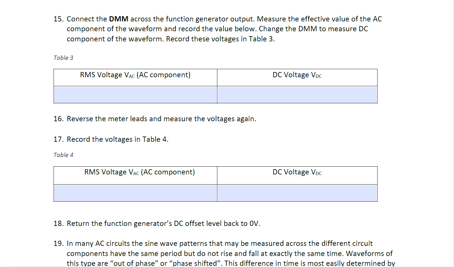 15. Connect the DMM across the function generator | Chegg.com