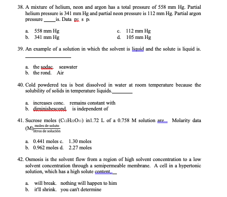 Solved 38. A mixture of helium, neon and argon has a total | Chegg.com