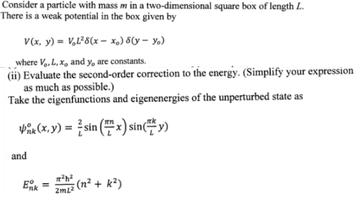 Solved Consider a particle with mass m in a two-dimensional | Chegg.com