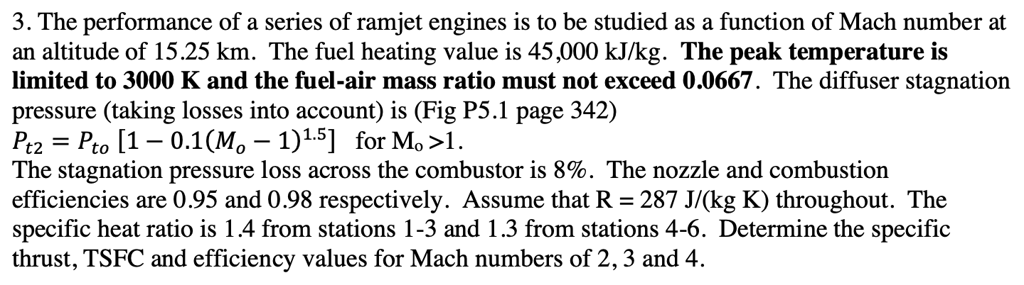 Solved 3. The performance of a series of ramjet engines is | Chegg.com