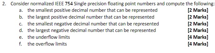 Solved 2. Consider normalized IEEE 754 Single precision | Chegg.com