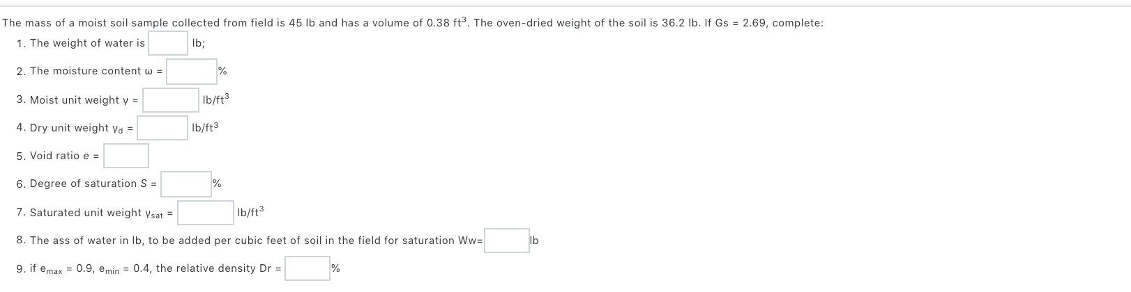 Solved The mass of a moist soil sample collected from field | Chegg.com