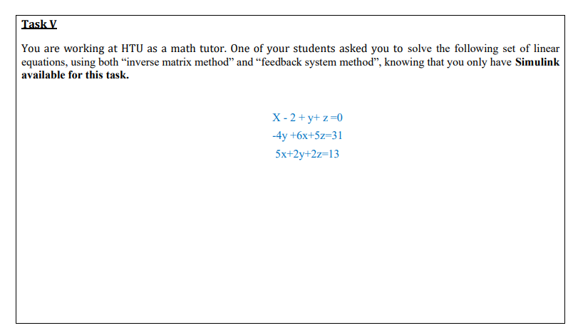 Solved Task V You are working at HTU as a math tutor. One of | Chegg.com