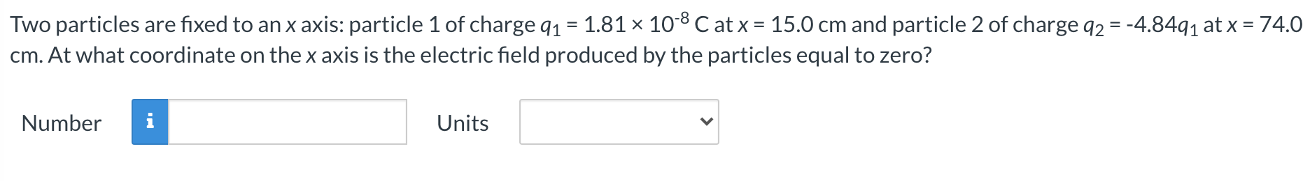 Solved Two particles are fixed to an x axis: particle 1 of | Chegg.com
