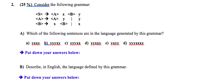 Solved 2. (25 %) Consider the following grammar: | Chegg.com