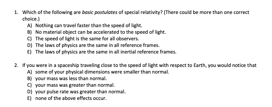 Solved 1. Which of the following are basic postulates of | Chegg.com