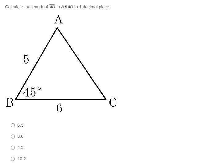 Solved Calculate the length of AC in BAC to 1 decimal | Chegg.com