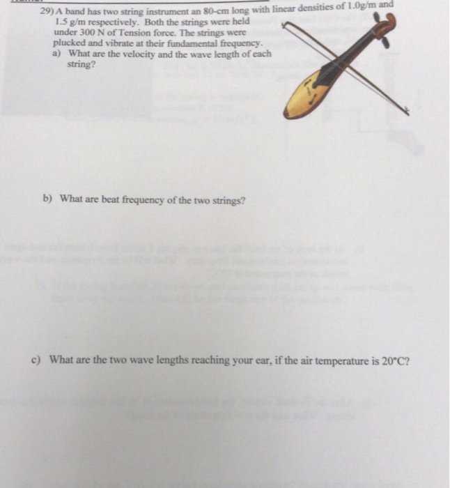 Solved and 29) A band has two string instrument an 80-cm | Chegg.com