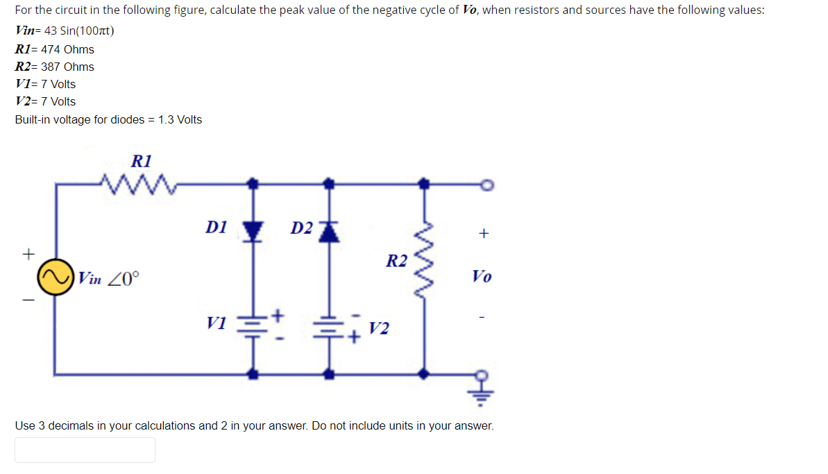 Solved For the circuit in the following figure, calculate | Chegg.com