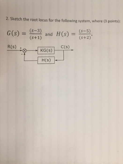 Solved Sketch the root locus for the following system, | Chegg.com