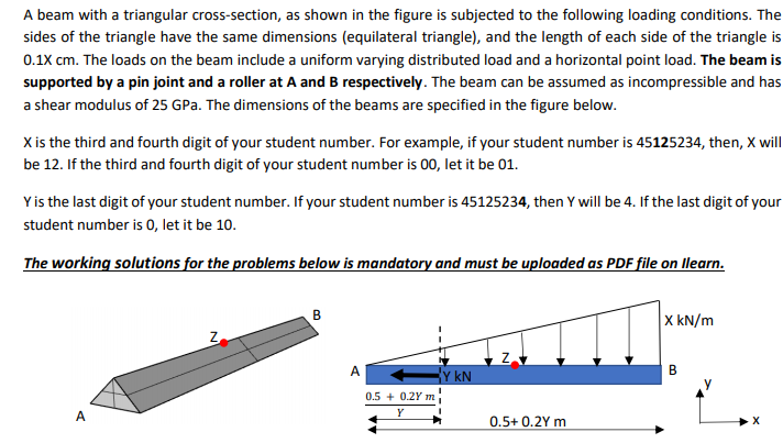 A beam with a triangular cross-section, as shown in | Chegg.com