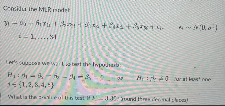 Solved Consider the MLR model: | Chegg.com