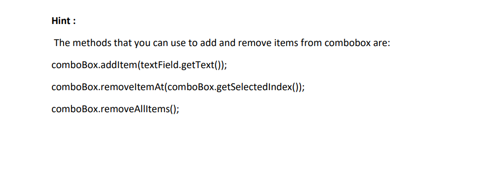 Solved Hint : The methods that you can use to add and remove | Chegg.com