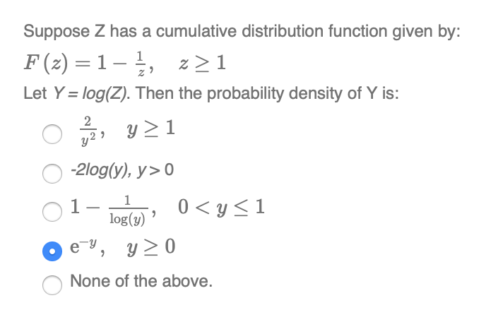 Solved Suppose Z has a cumulative distribution function | Chegg.com