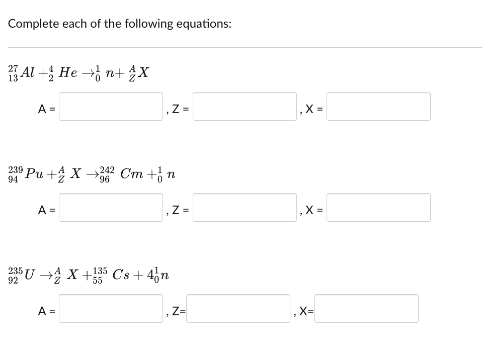 Solved Complete each of the following equations: | Chegg.com
