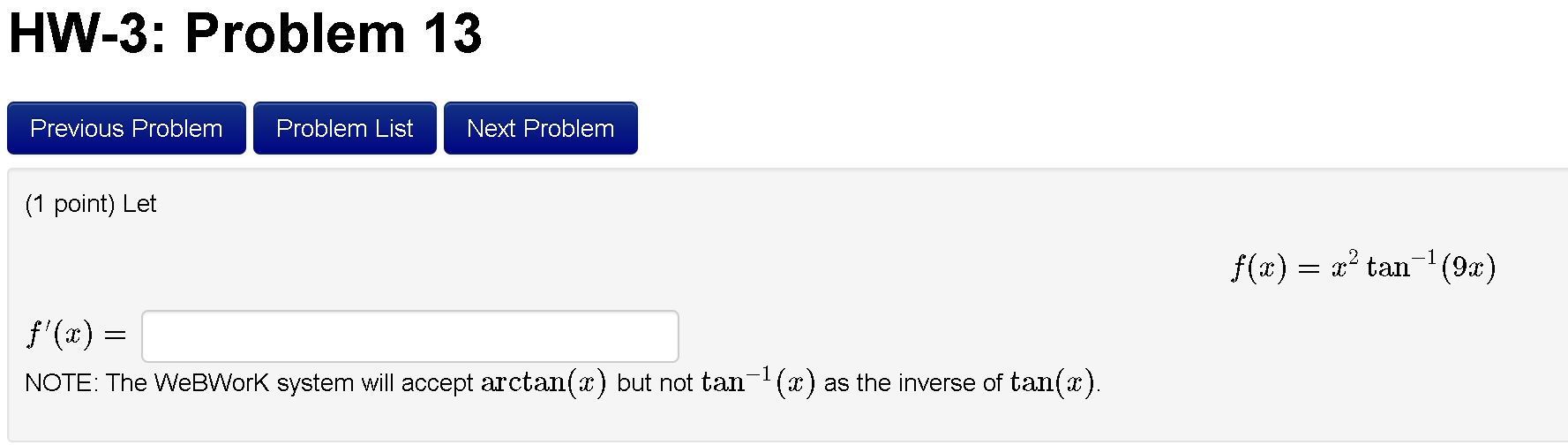 Solved HW-3: Problem 13 Previous Problem Problem List Next | Chegg.com