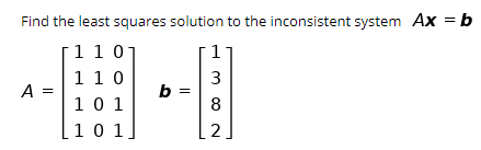 Solved Find the least squares solution to the inconsistent | Chegg.com