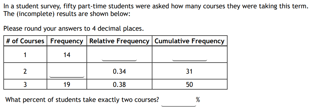 Solved In a student survey, fifty part-time students were | Chegg.com
