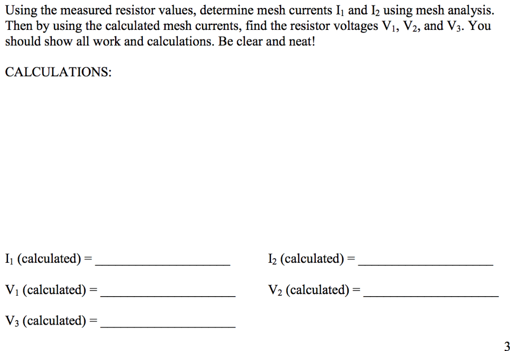Solved R' = 2.2 k Ω El 15V Using the measured resistor | Chegg.com