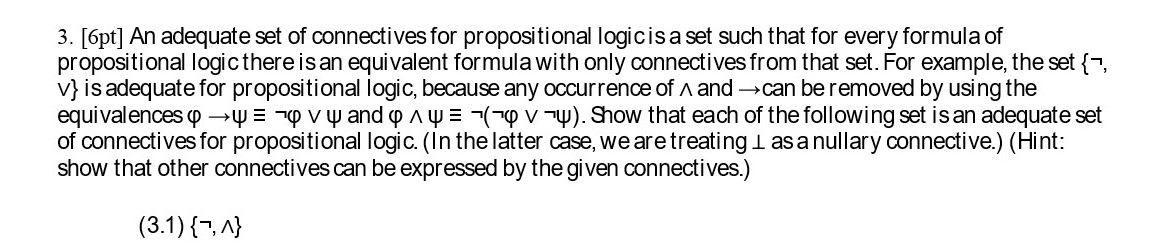 3. [6pt] An adequate set of connectives for | Chegg.com