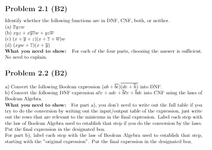 Solved Identify whether the following functions are in DNF, | Chegg.com
