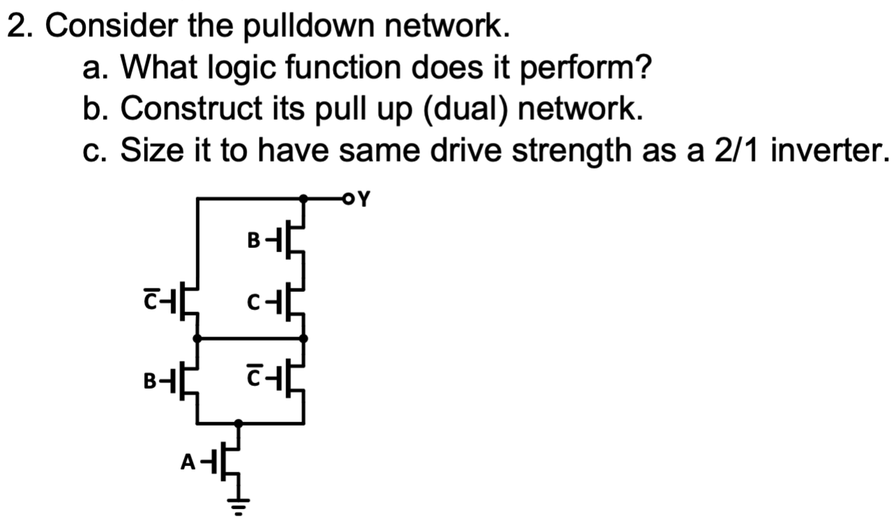Solved 2. Consider the pulldown network. a. What logic | Chegg.com
