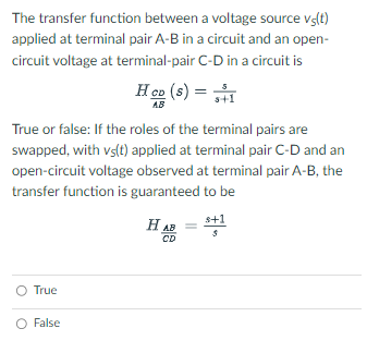 Solved The transfer function between a voltage source vS(t) | Chegg.com