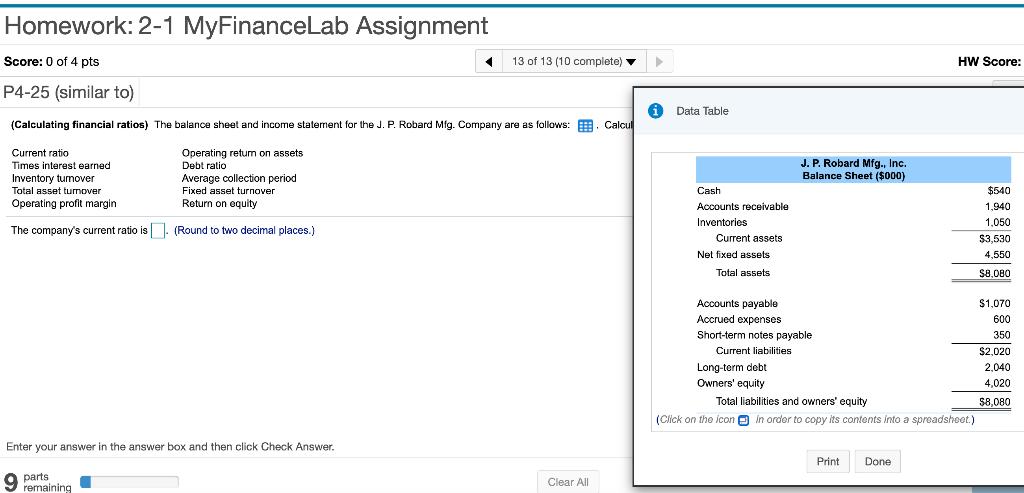 Solved Homework: 2-1 MyFinanceLab Assignment Score: 0 of 4 | Chegg.com