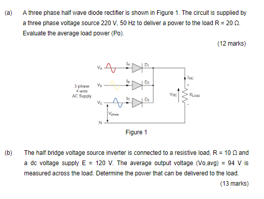 Solved (a) A three phase half wave diode rectifier is shown | Chegg.com