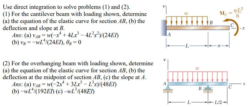 Solved B Use direct integration to solve problems (1) and | Chegg.com