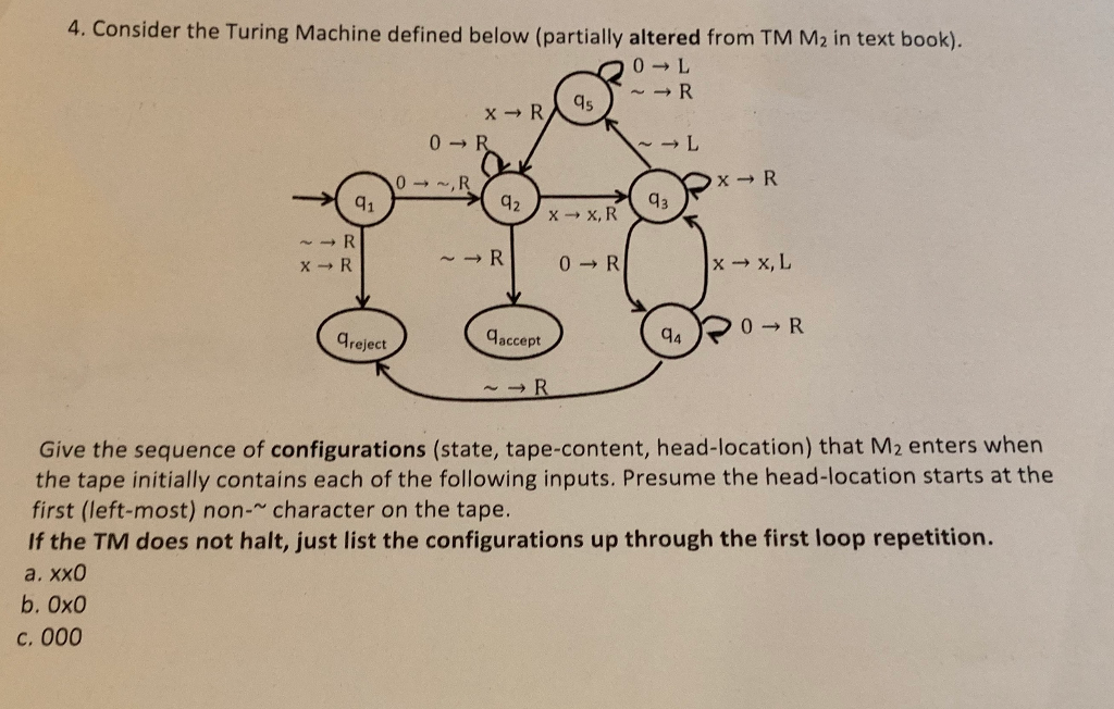 Solved . Consider the Turing Machine defined below | Chegg.com