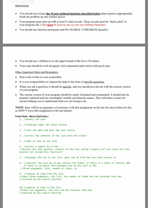 Solved Intro to Programming in C large program 4 -list.c | Chegg.com