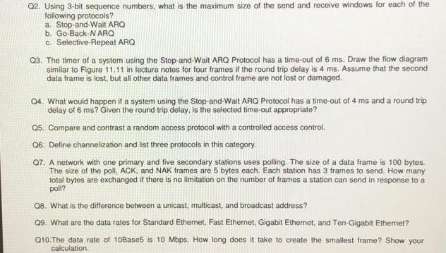 Solved 02. Using 3-bit sequence numbers, what is the maximum | Chegg.com