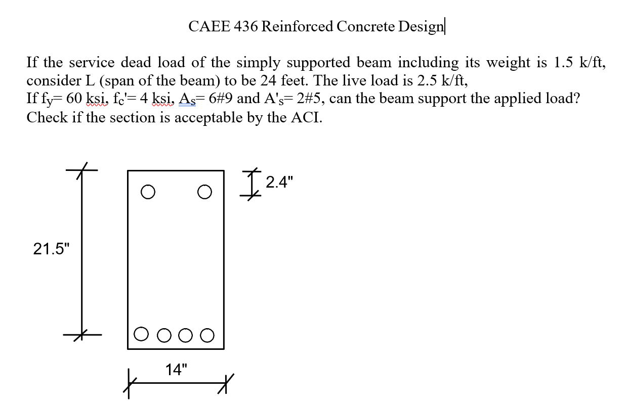 Solved Reinforced Concrete Design QuestionRefer to picture | Chegg.com