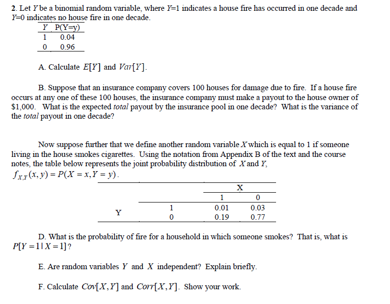 Solved 2. Let Y be a binomial random variable, where Y=1 | Chegg.com