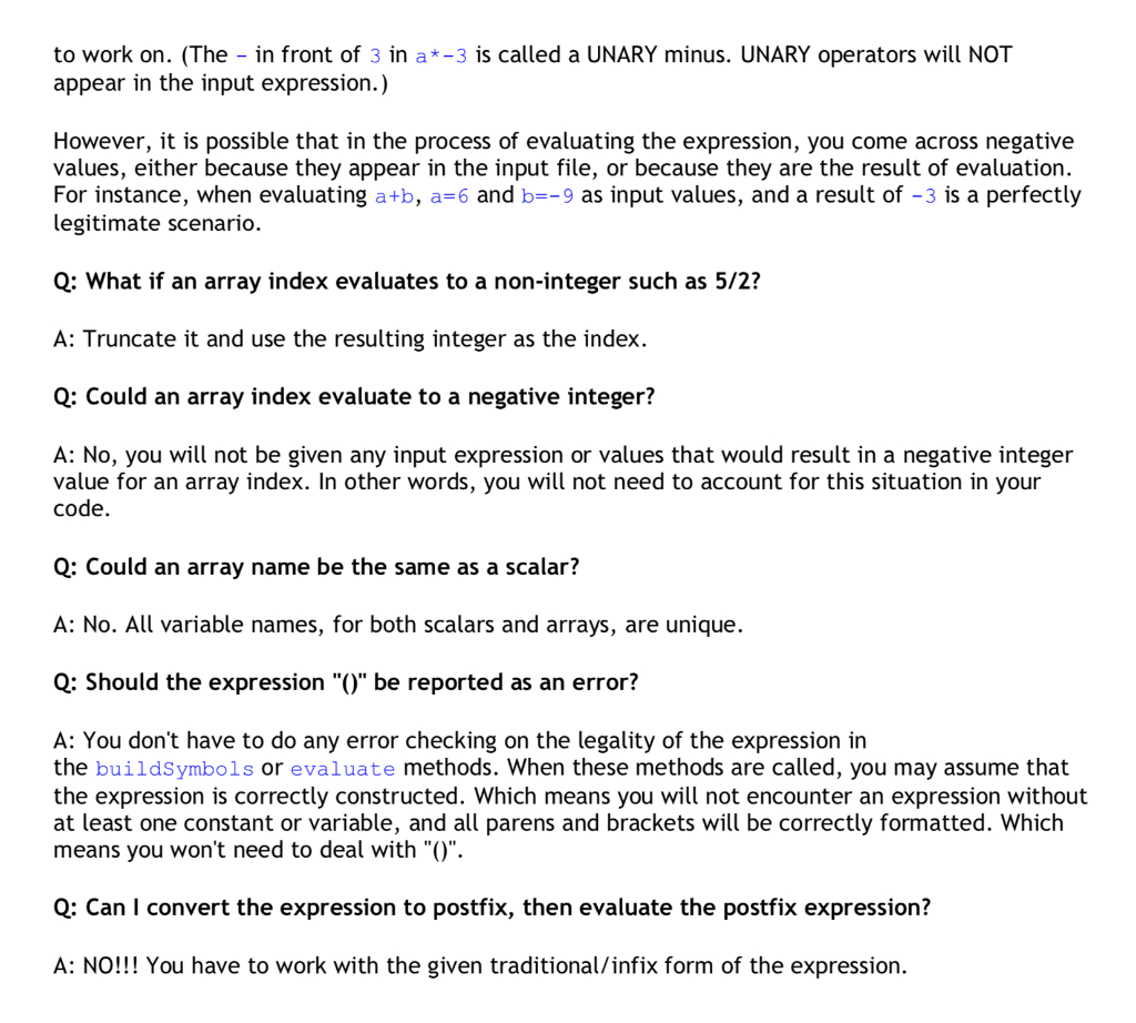 PROGRAMMING ASSIGNMENT 2 Expression Evaluation | Chegg.com