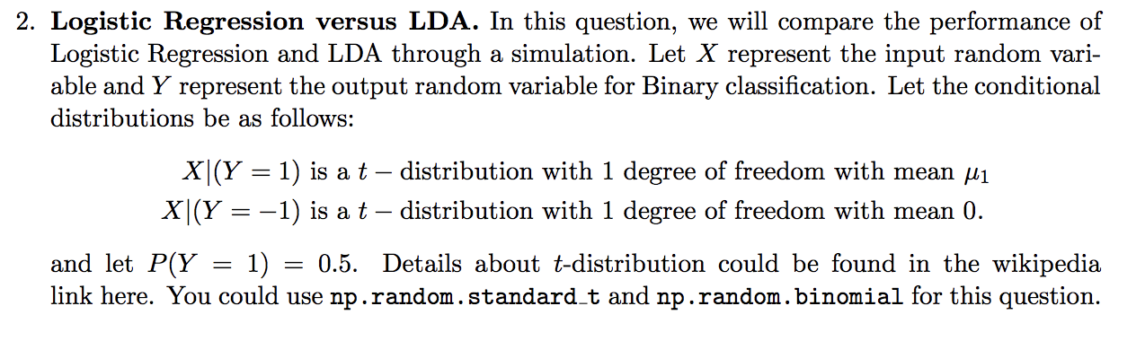 2 Logistic Regression Versus Lda In This Question 