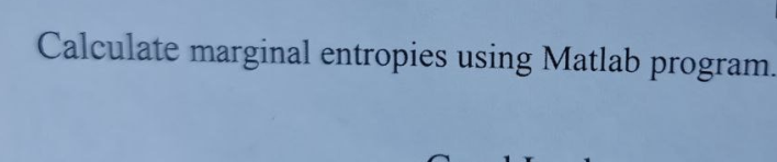 Solved Calculate marginal entropies using Matlab program | Chegg.com
