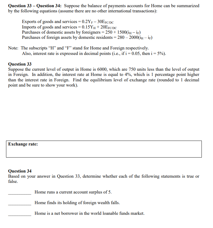 Solved Question 33 - Question 34: Suppose the balance of | Chegg.com
