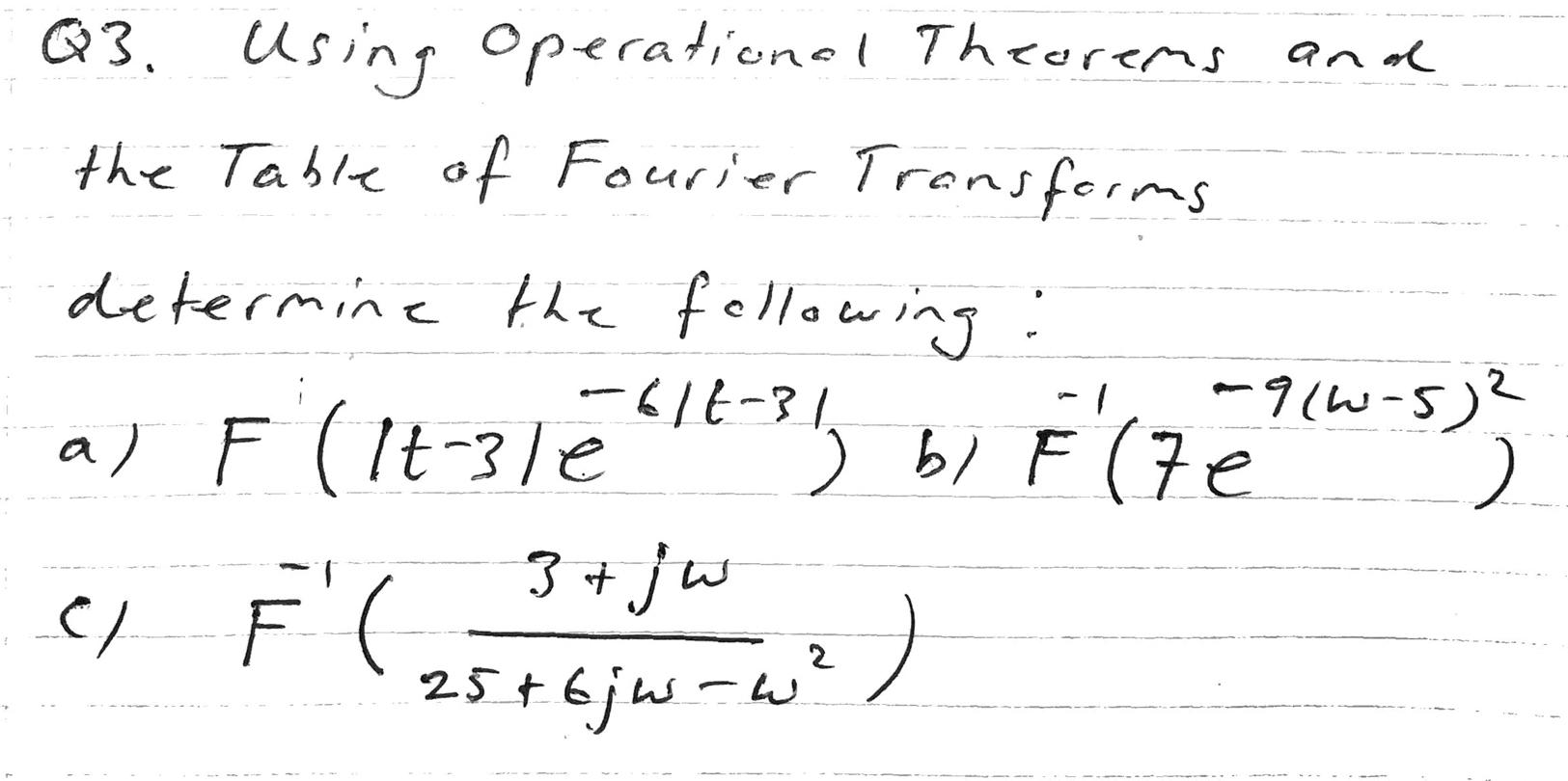 Solved Q3. Using Operational Theorems the Table of Fourier | Chegg.com