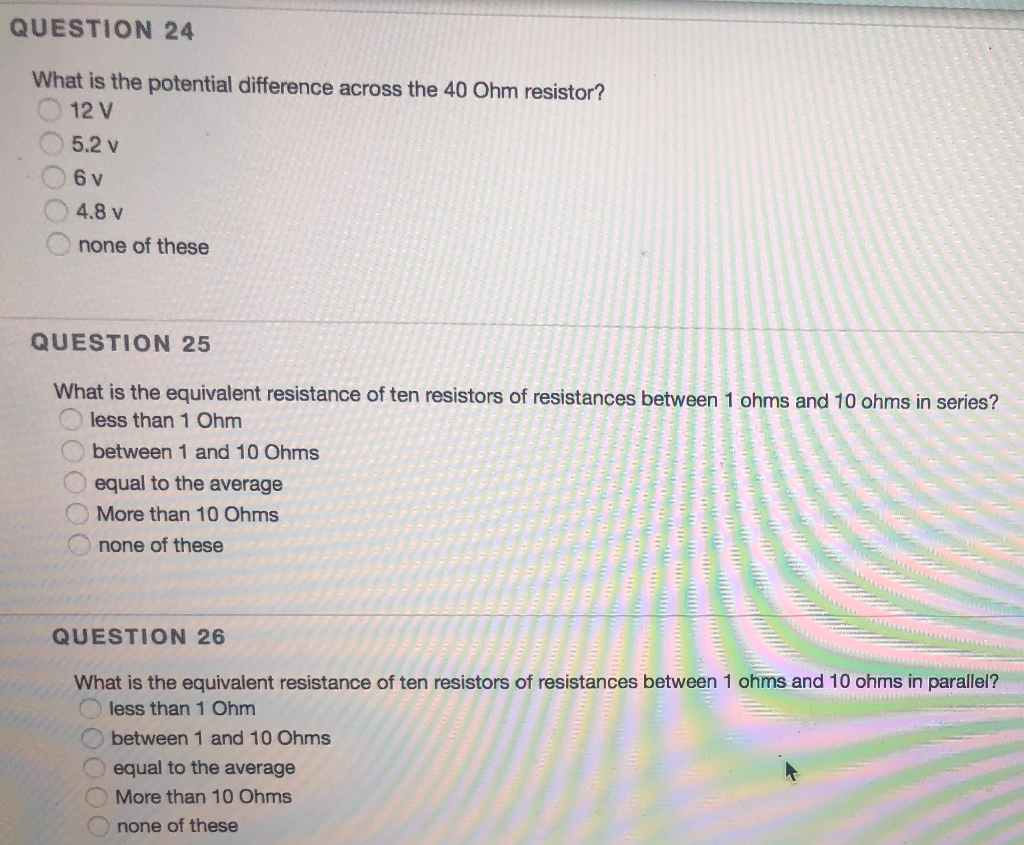 Solved Two resistors of resistances 40 Ohms and 60 Ohms are | Chegg.com