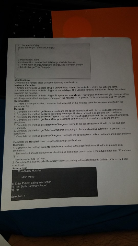 Solved DULL AP Computer Science Lab - Classes- Hospital | Chegg.com