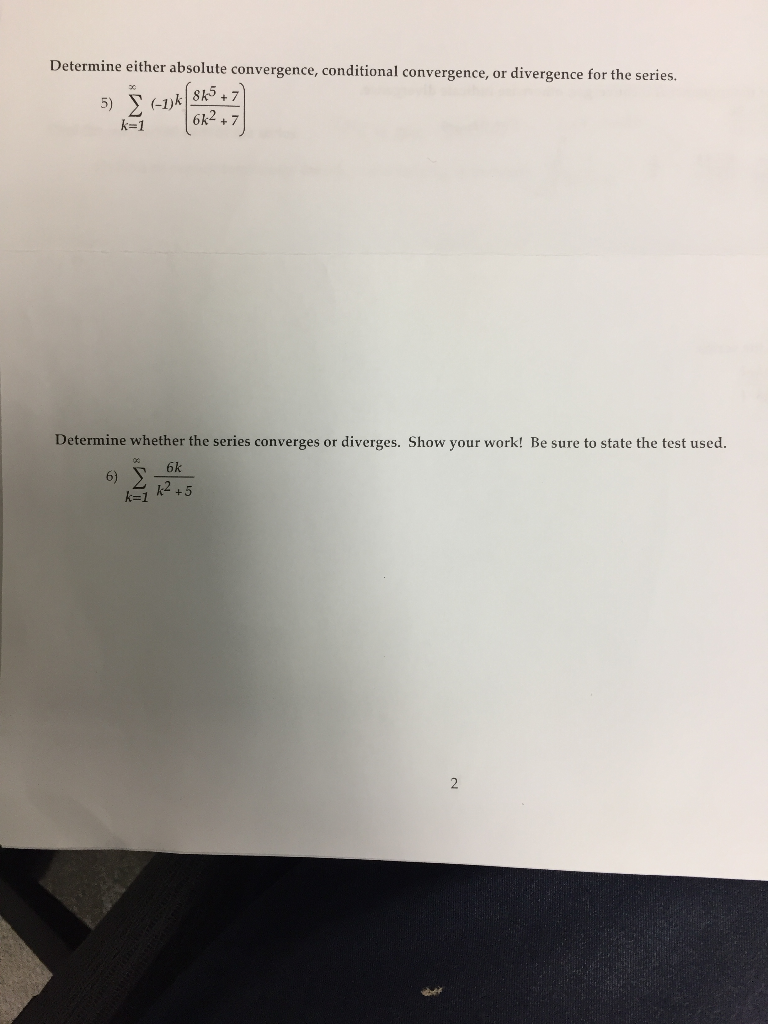 Solved Determine either absolute convergence, conditional | Chegg.com