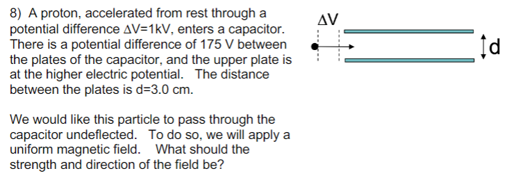 Solved A proton, accelerated from rest through a potential | Chegg.com