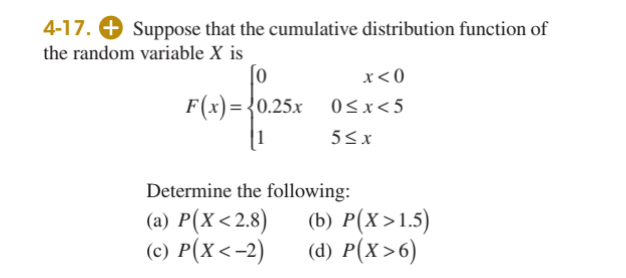 Solved 4-17. + Suppose that the cumulative distribution | Chegg.com