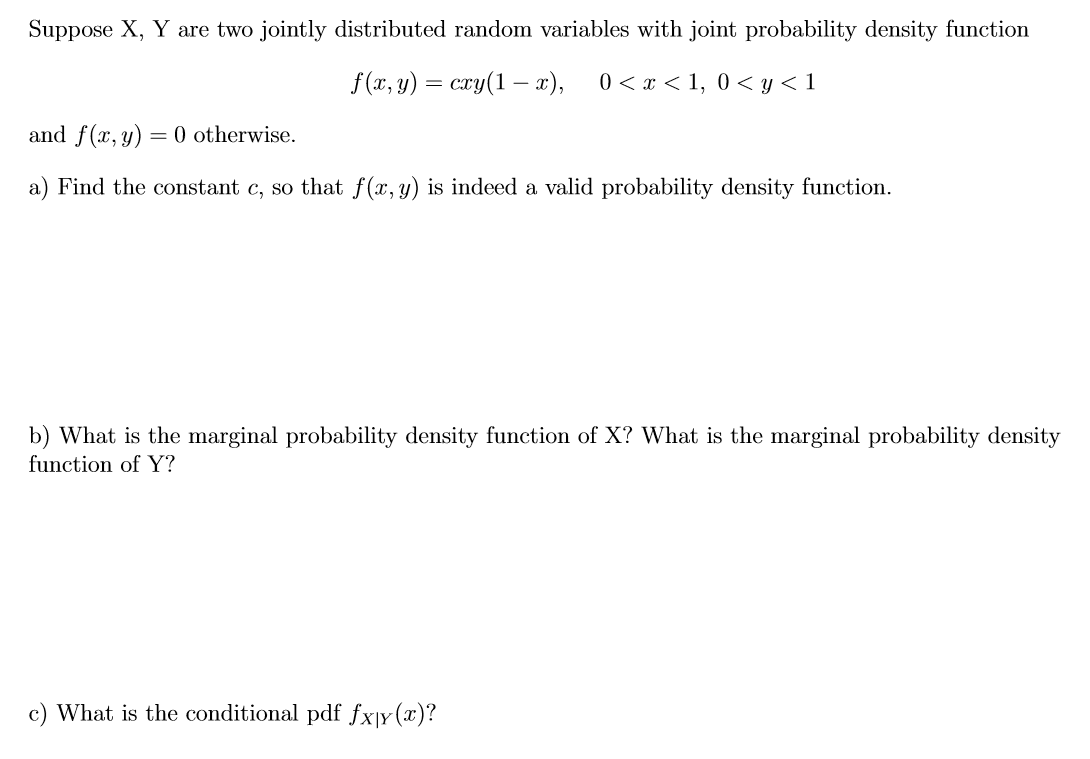 Solved Suppose X, Y are two jointly distributed random | Chegg.com