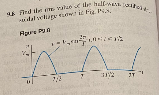 Solved 9.8 Find the rms value of the half-wave rectified | Chegg.com