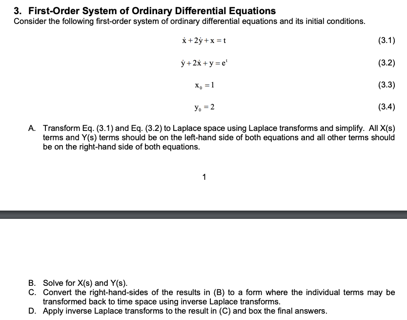 Solved First-Order System of Ordinary Differential | Chegg.com