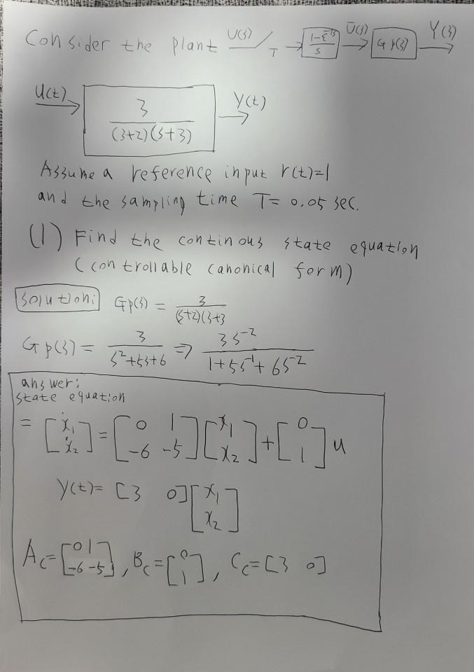 Solved Consider the plant in 9 (46) Y Uct) yu) 3. () (3+2) | Chegg.com